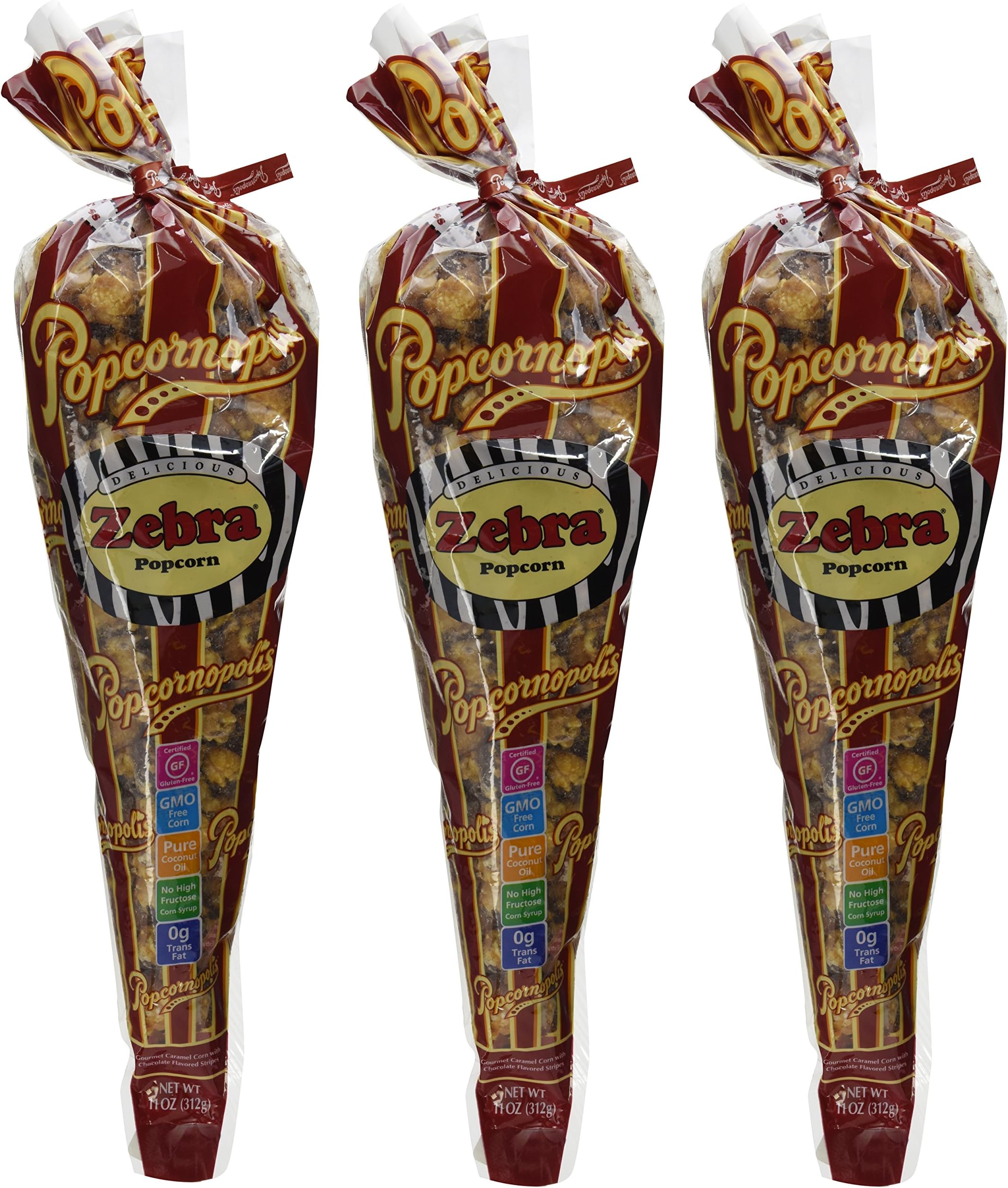 Amazon.com: Popcornopolis Gourmet Zebra™ Chocolate Popcorn 3-Pack, 11 ...