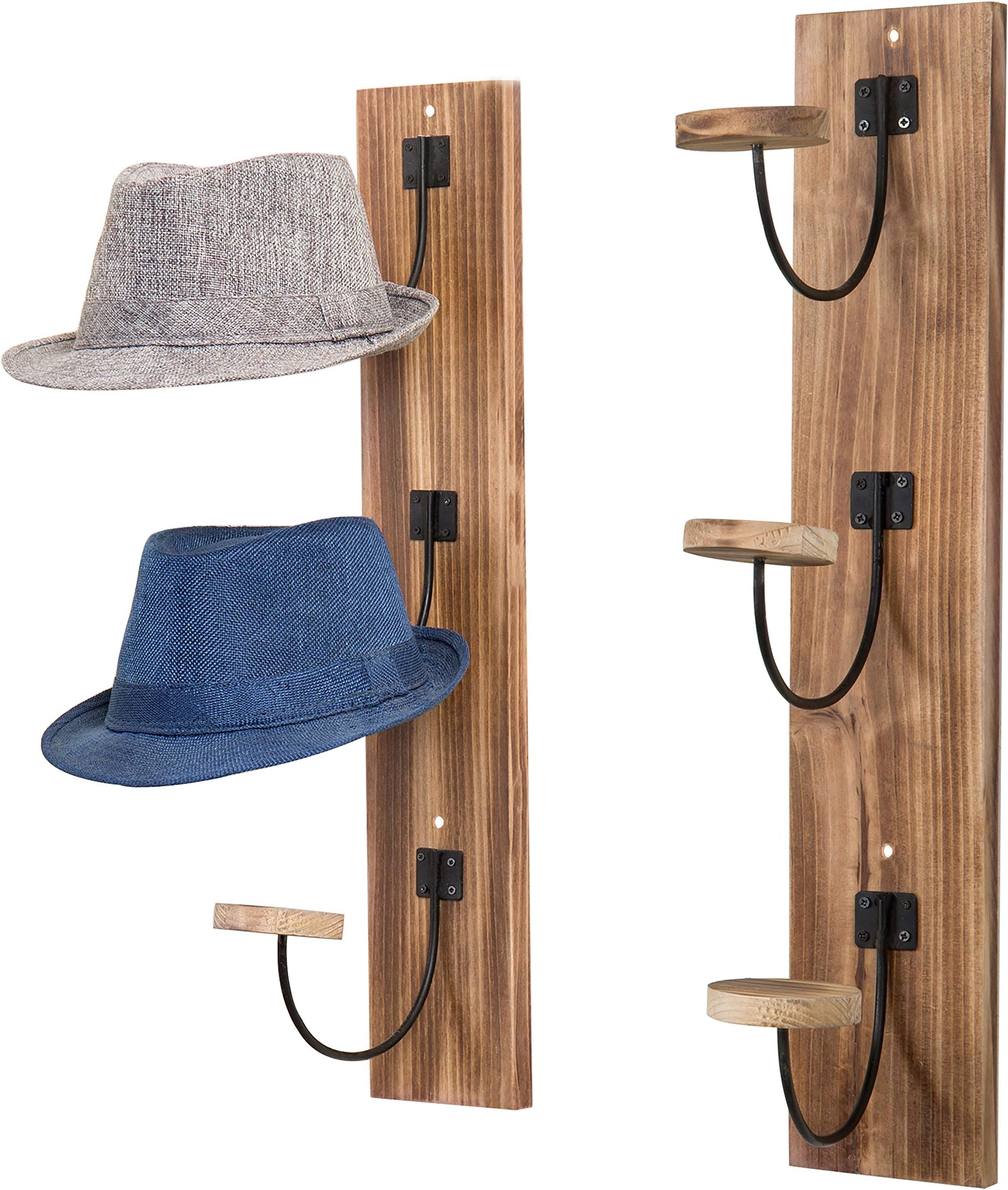 Amazon.com: MyGift Light Burnt Wood Hat Rack for Wall with Metal Wire ...