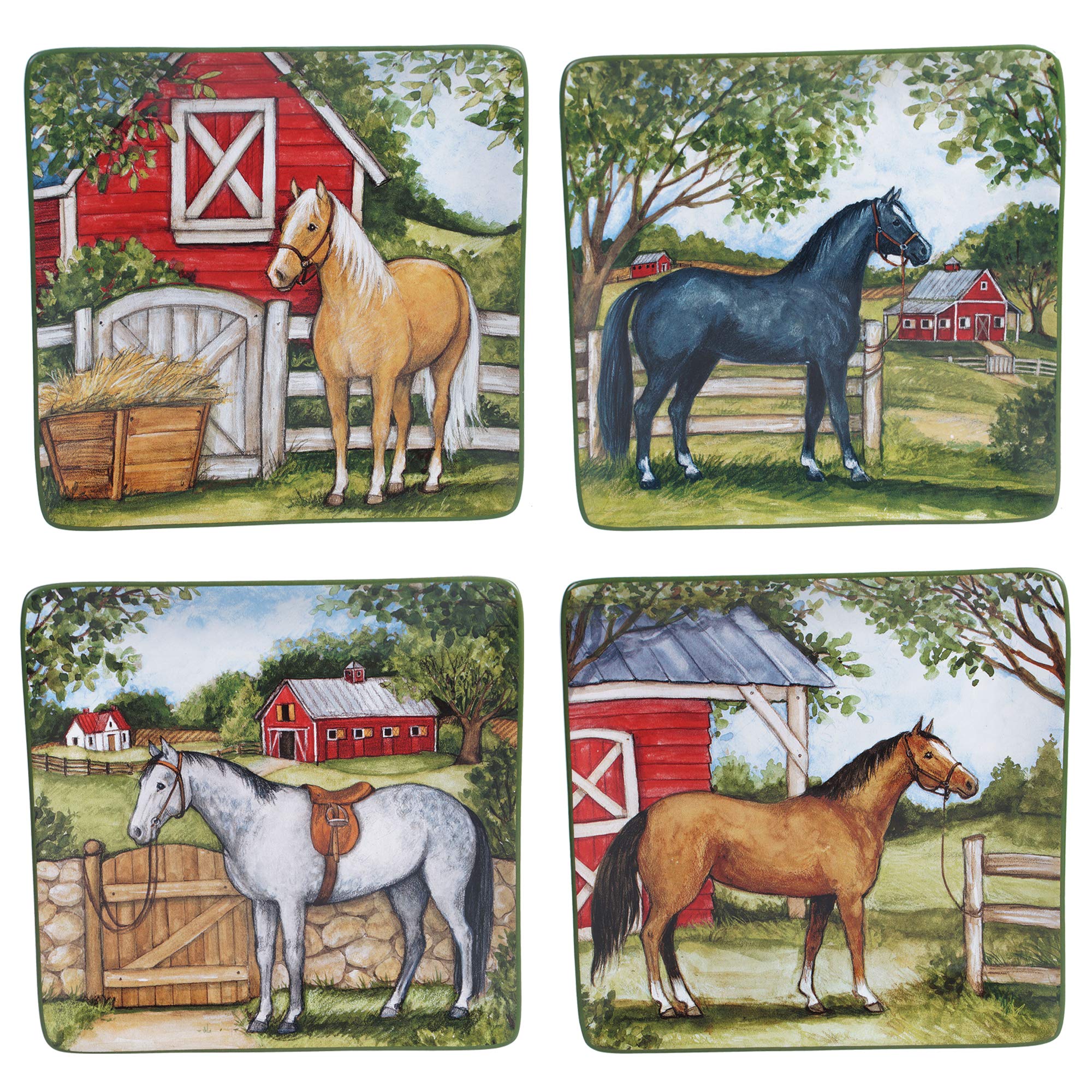 Amazon.com | Certified International Clover Farm 10.5" Dinner Plates ...