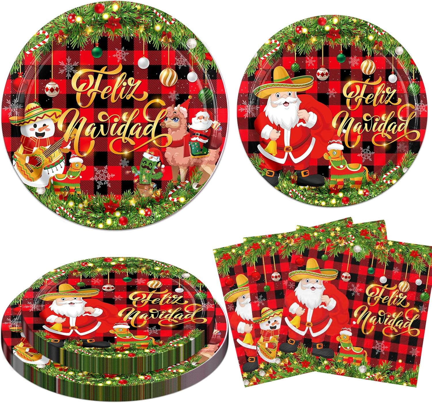 Amazon.com: HAKOTI Feliz Navidad Decorations Tableware, Mexican ...