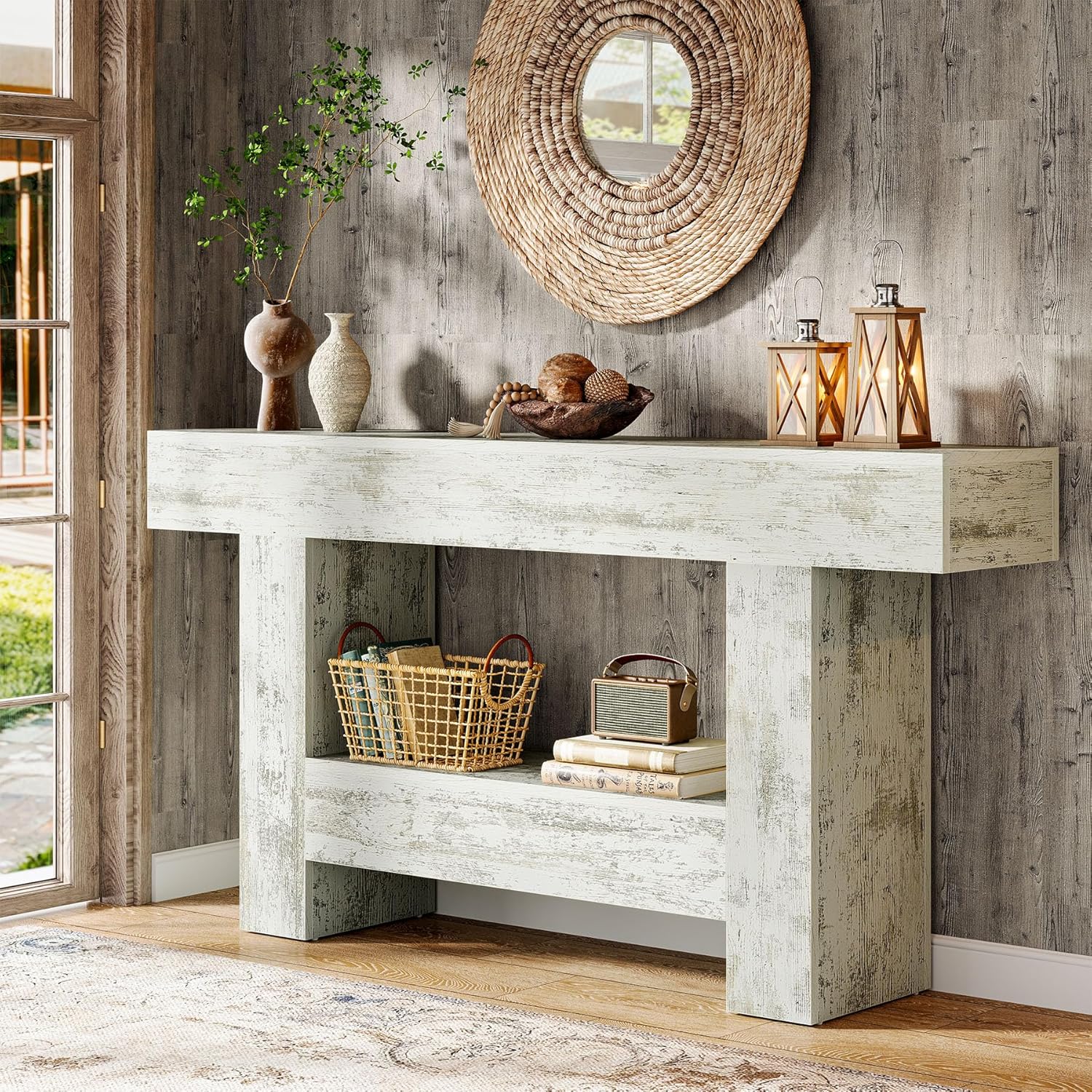Amazon.com: Tribesigns 63-Inch Long Console Table, Farmhouse Entryway Table with Storage, Rustic ...