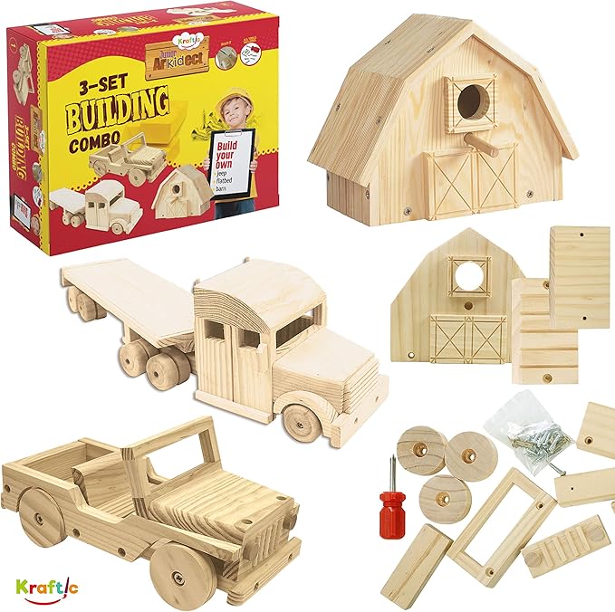 Amazon.com: Kraftic Woodworking Building Kit for Kids and Adults, with ...