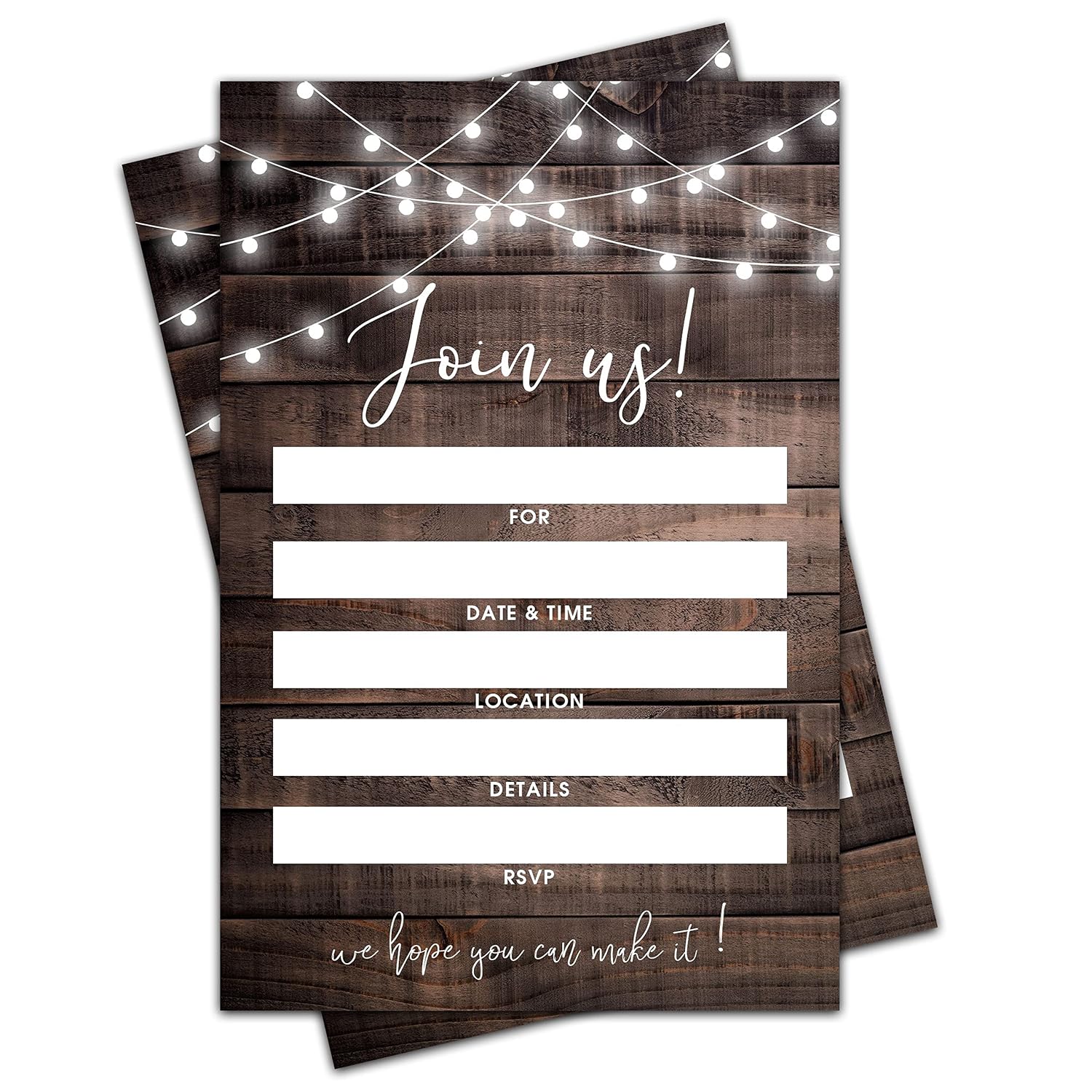 Join Us Invitations with Envelopes - Rustic Wooden All Occasion ...