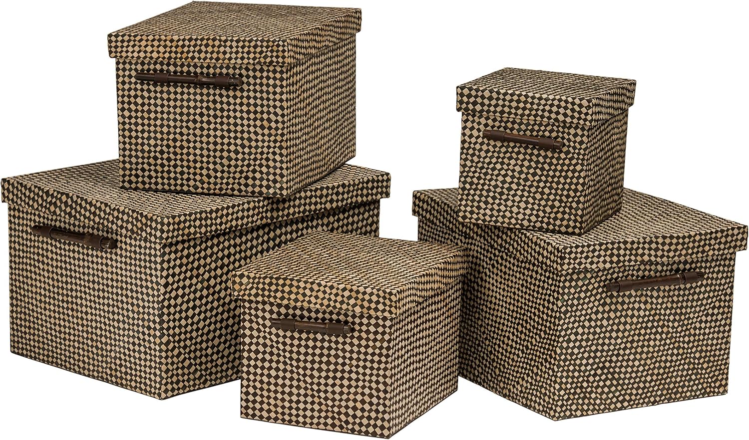 Amazon.com: Premier Housewares Pandanus Storage Boxes with Bamboo ...