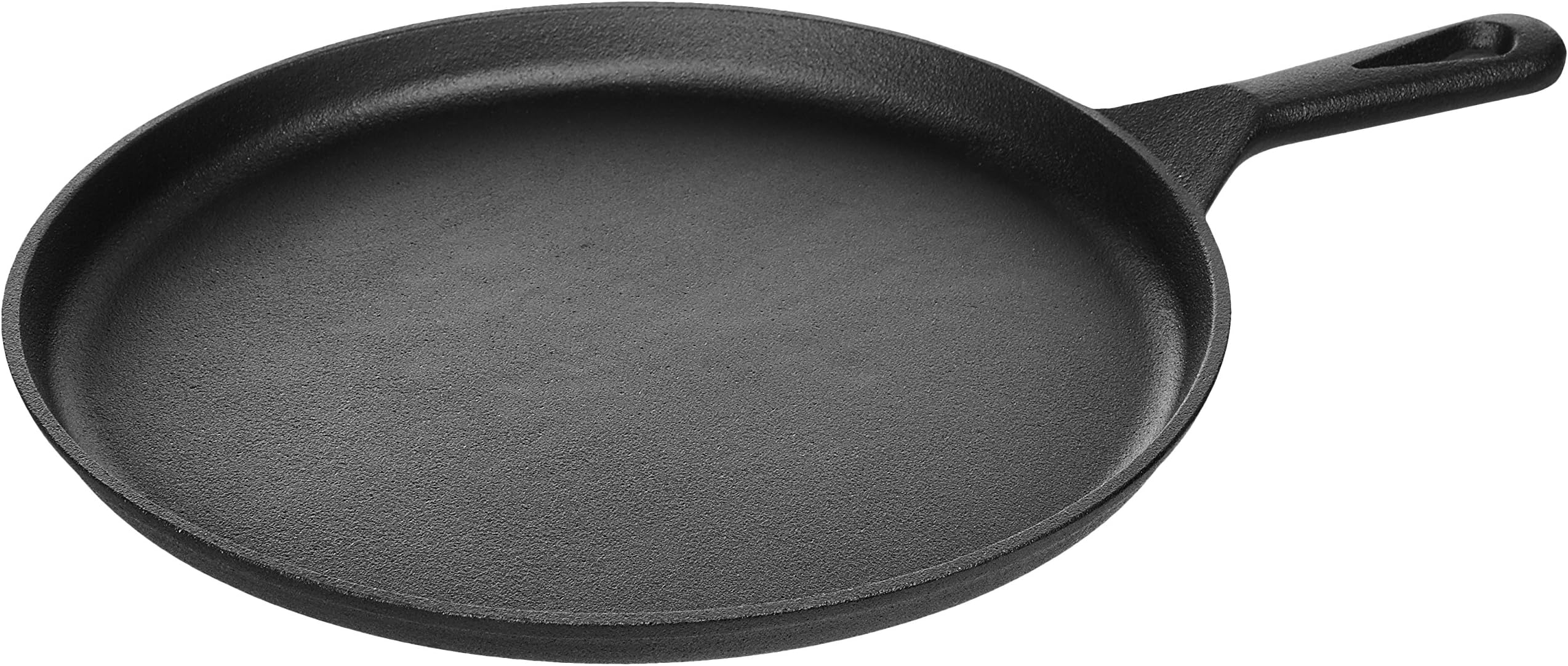 Amazon Basics Pre-Seasoned Cast Iron Round Griddle, 26.67 cm, Black ...