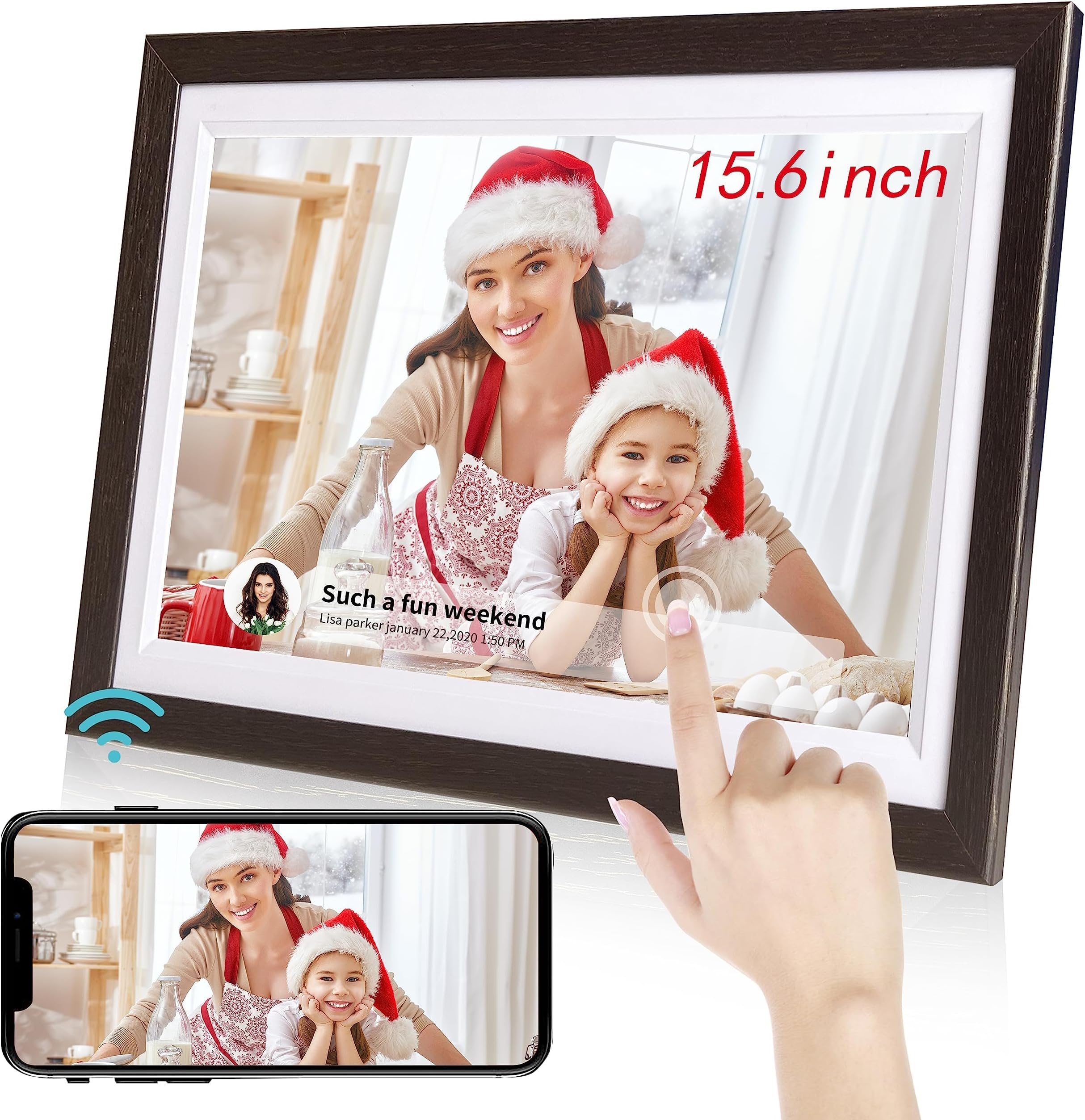 Digital Photo Frame 15.6 Inch WiFi Digital Photo Frame with Touchscreen ...
