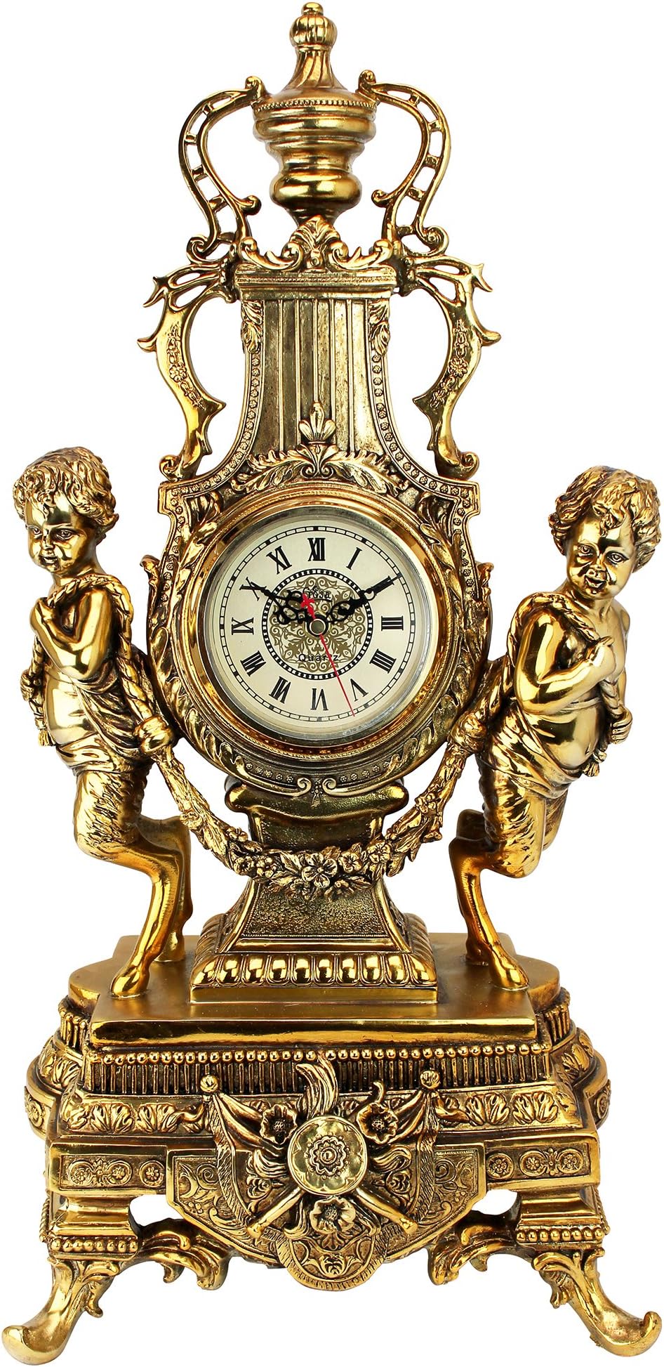 arterameferro Baroque Table Clock in Polished Brass Shelf French Style ...