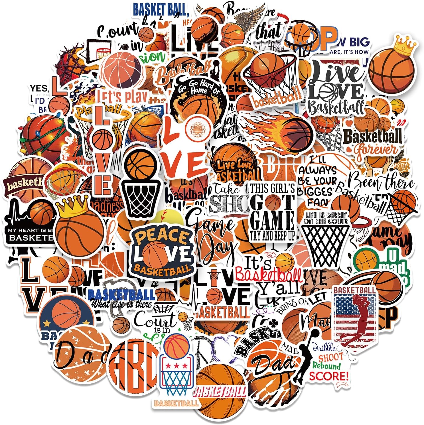 Amazon.com: 100 Pieces Basketball Stickers for Water Bottle Cute ...