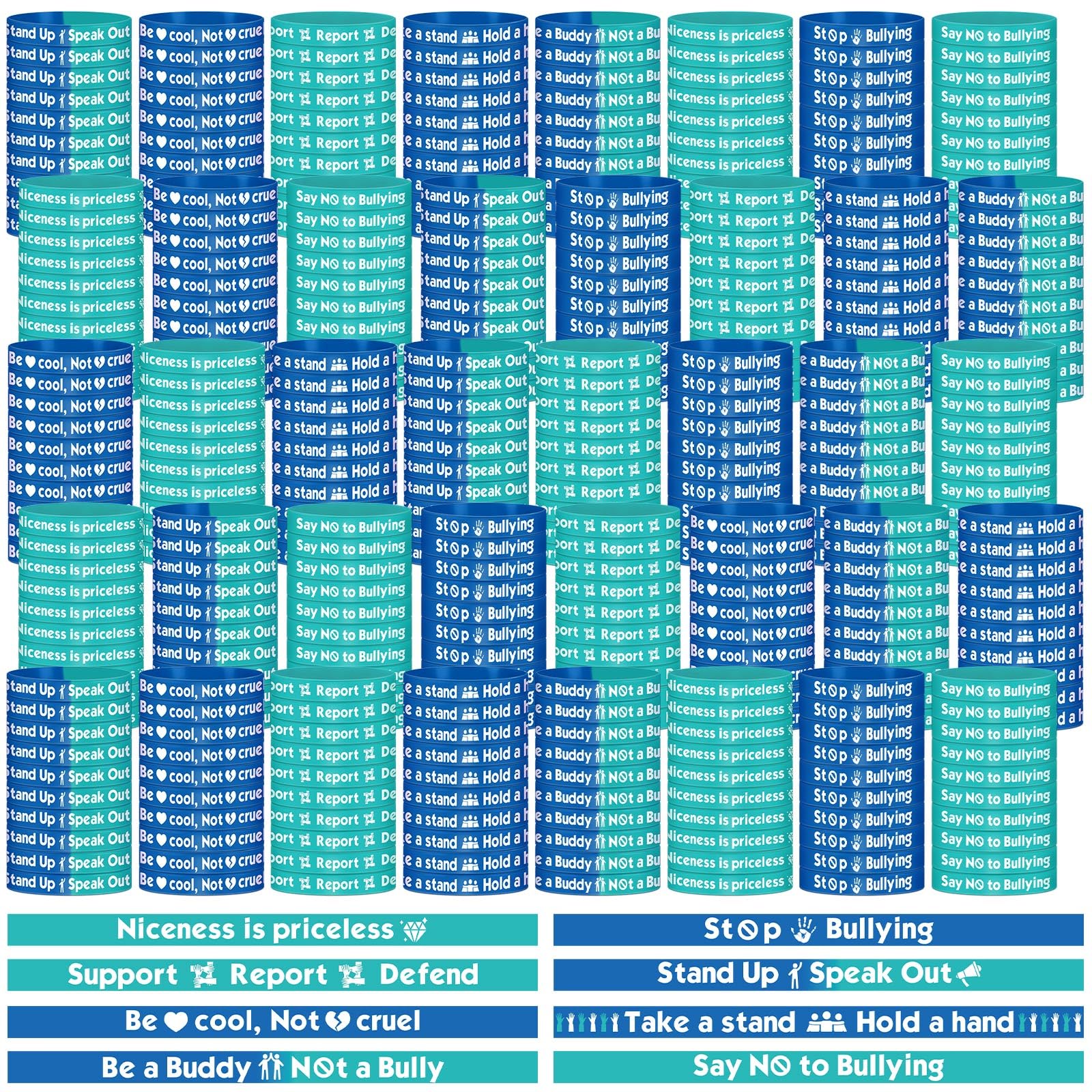 Amazon.com: Gemscream 400 Pcs Anti Bullying Wristbands Bulk Against ...