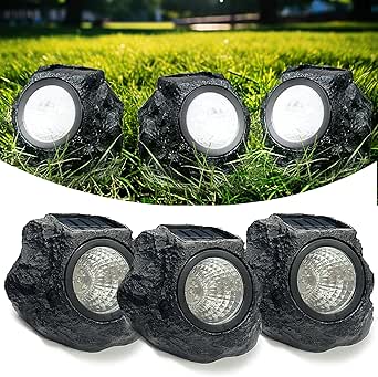 LIYAOLI Solar Rock Landscape Lights - 3 Pack Waterproof IP65 Fake Stone ...