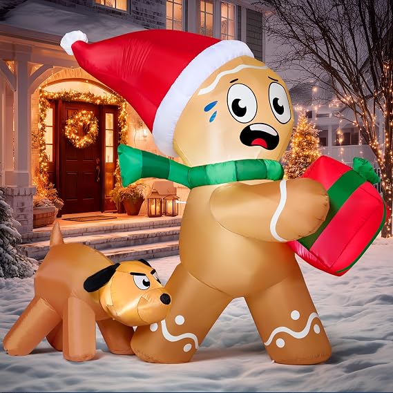 Amazon.com: Joiedomi Christmas Inflatables Gingerbread Man & Dog ...