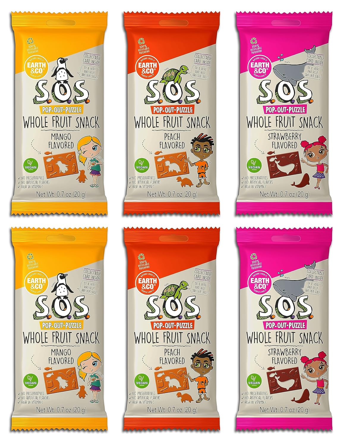 Amazon.com: S.O.S. Fruit Snack Variety Pack of 15 – Strawberry, Peach ...