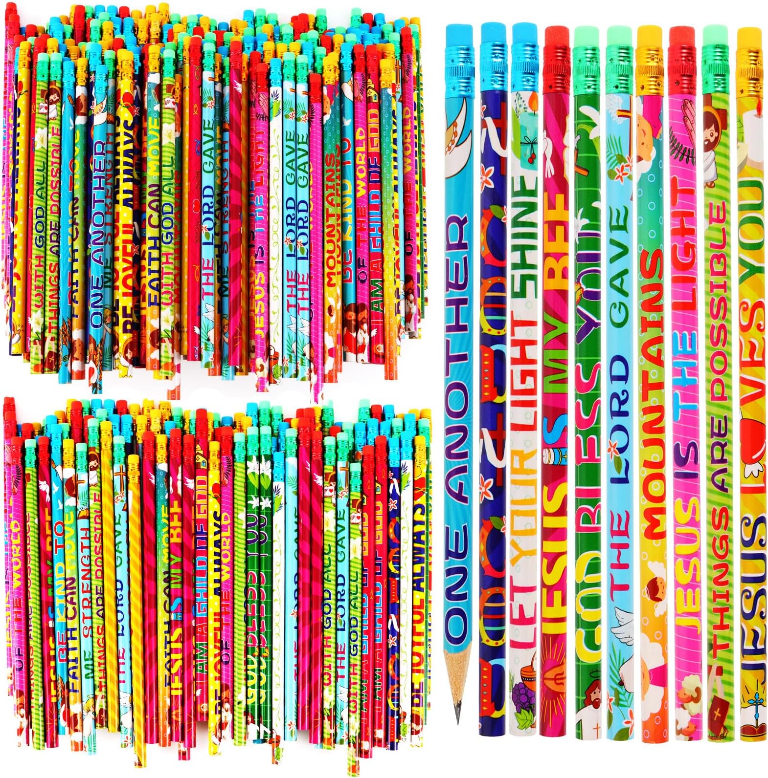 Amazon.com : Kolewo4ever 200 Pieces Bible Verses Pencils Religious ...