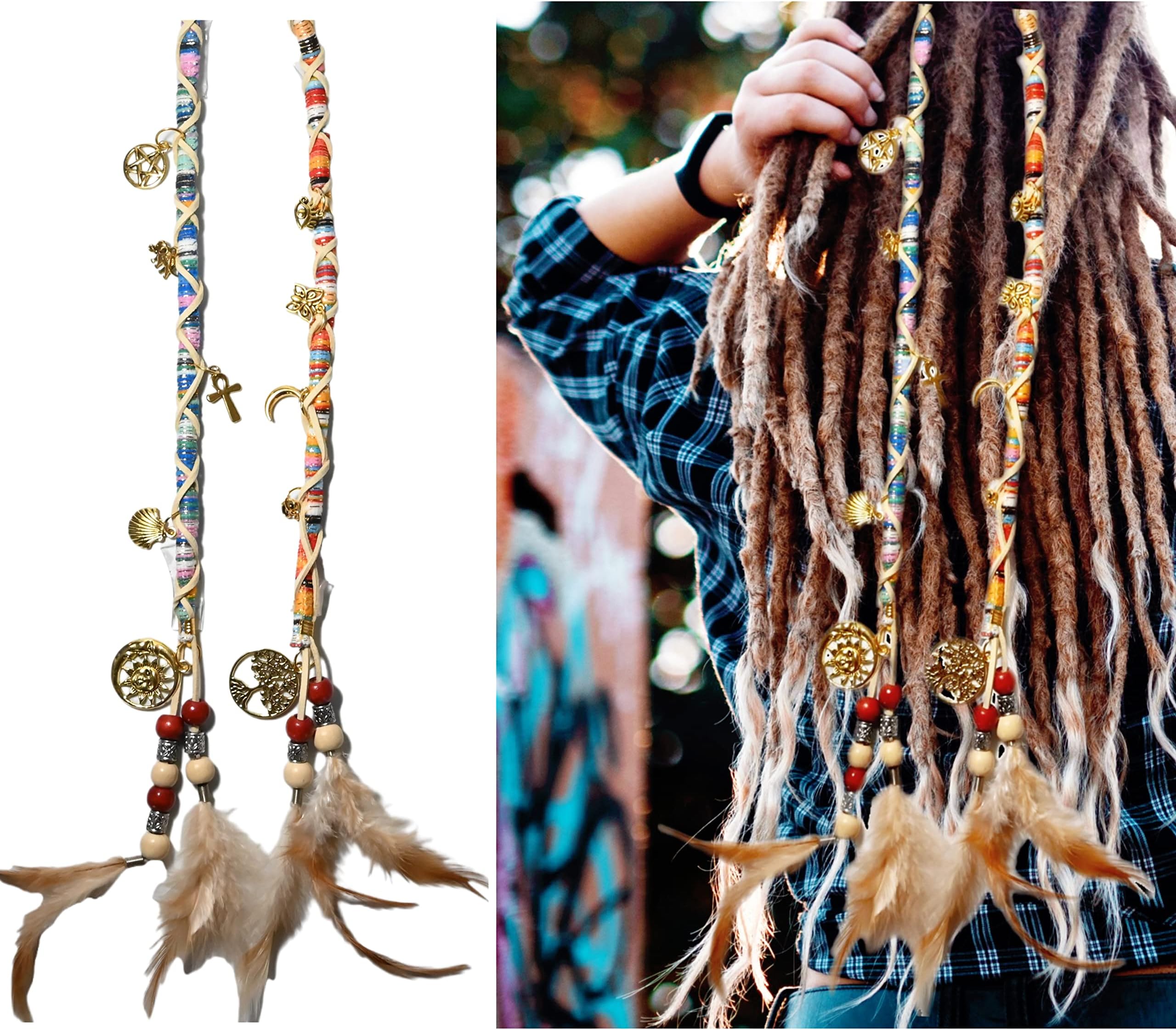 Amazon.com : Yheakne Boho Tribal Circle Hair Accessories - Silver Braid ...