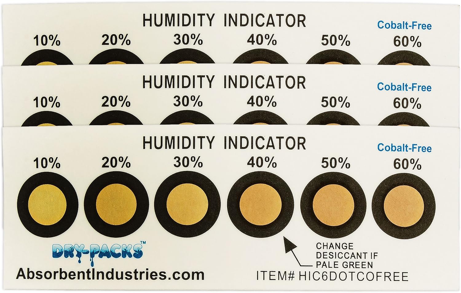 Amazon.com: Humidity Indicator Cards Cobalt Free, 6 Dot, Pack of 3 ...
