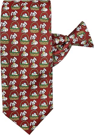 Jacob Alexander Men's Burgundy Easter Bunny and Basket Neck Tie - Clip ...