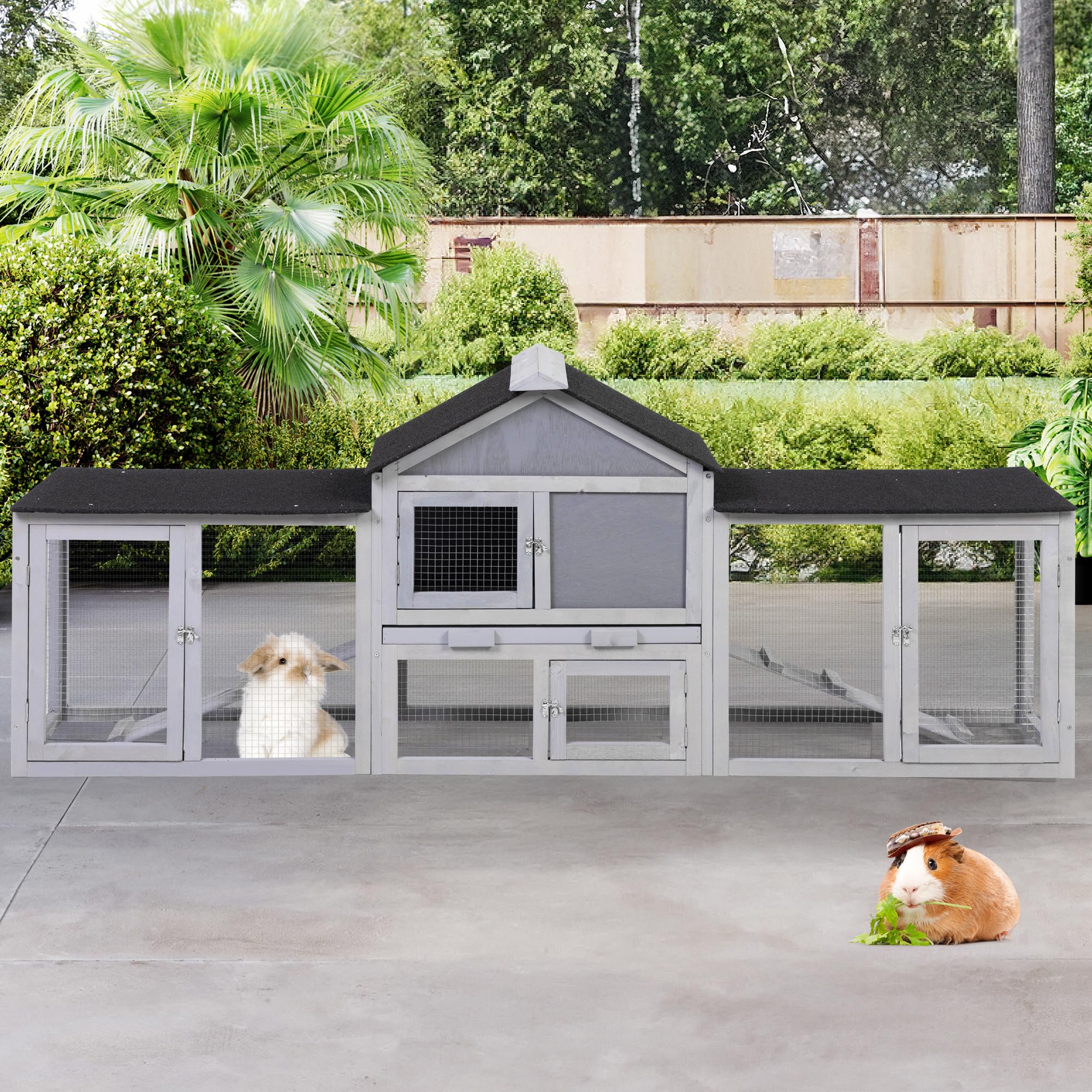 Snapklik.com : COZIWOW 82inches Extra Large Wood Rabbit Hutch Outdoor ...
