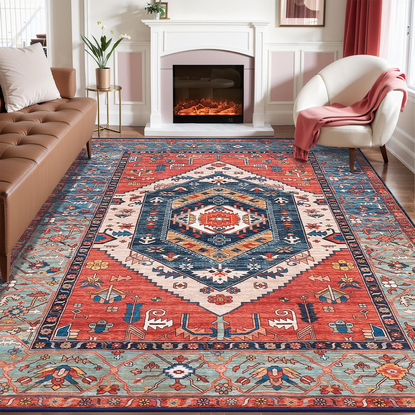 Amazon.com: Bavni Area Rug 6x9 Machine Washable Vintage Distressed ...