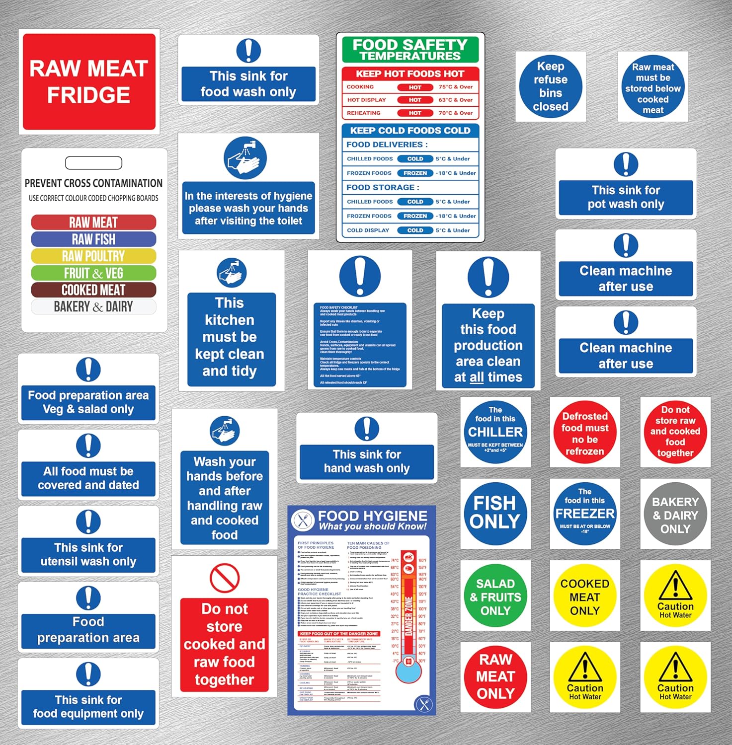 Complete Kitchen Safety Signs Sticker Packs 34 Pack - Compliance in ...