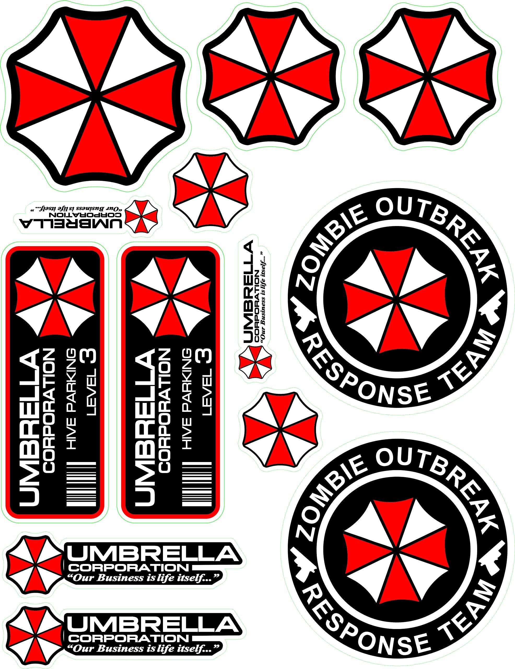 Amazon.com: 1 A4 sheet with 13x Umbrella Corporation Sticker Decal Car ...
