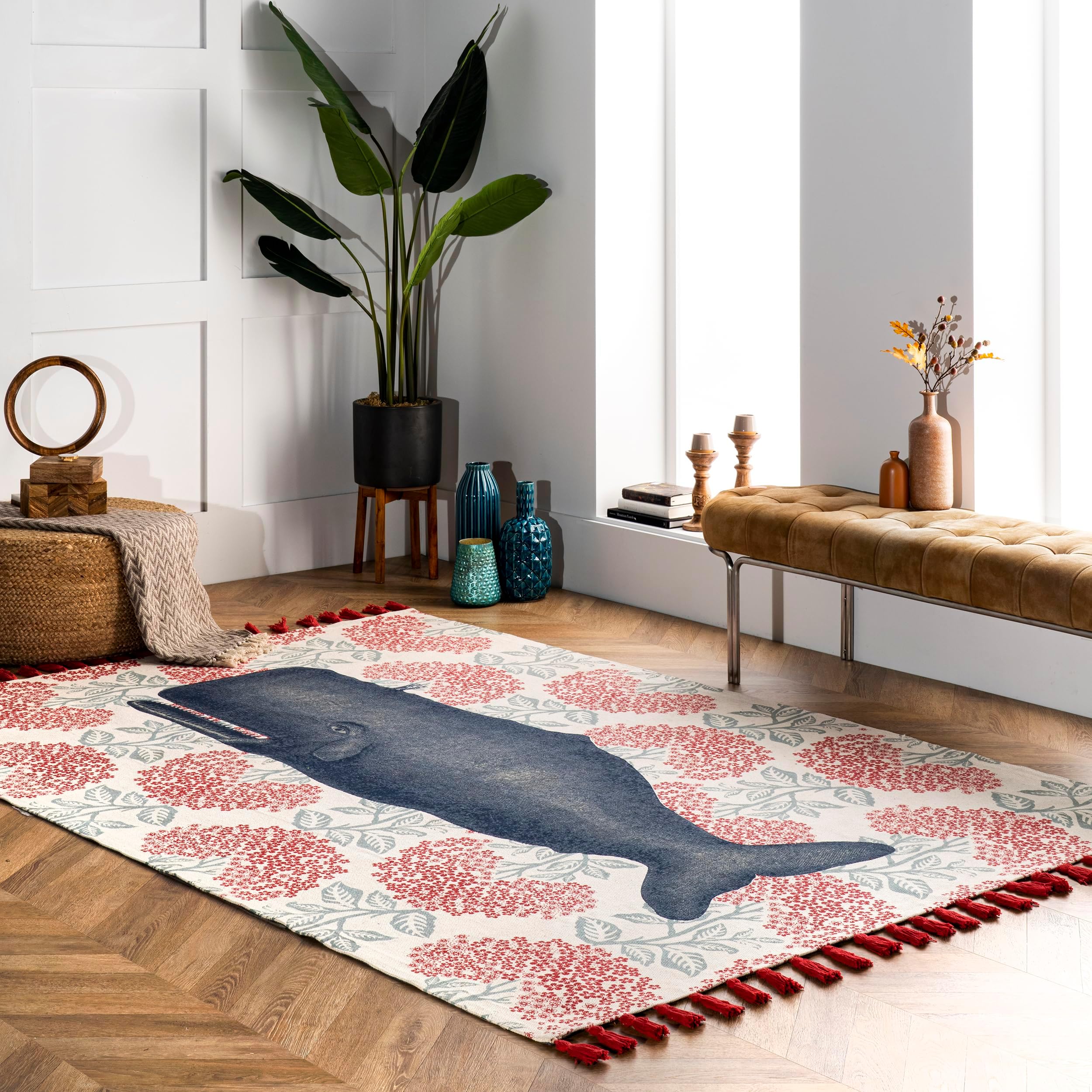 Amazon.com: Chandler 4 Corners Artist-Designed Wavy Ocean Whale Hand ...