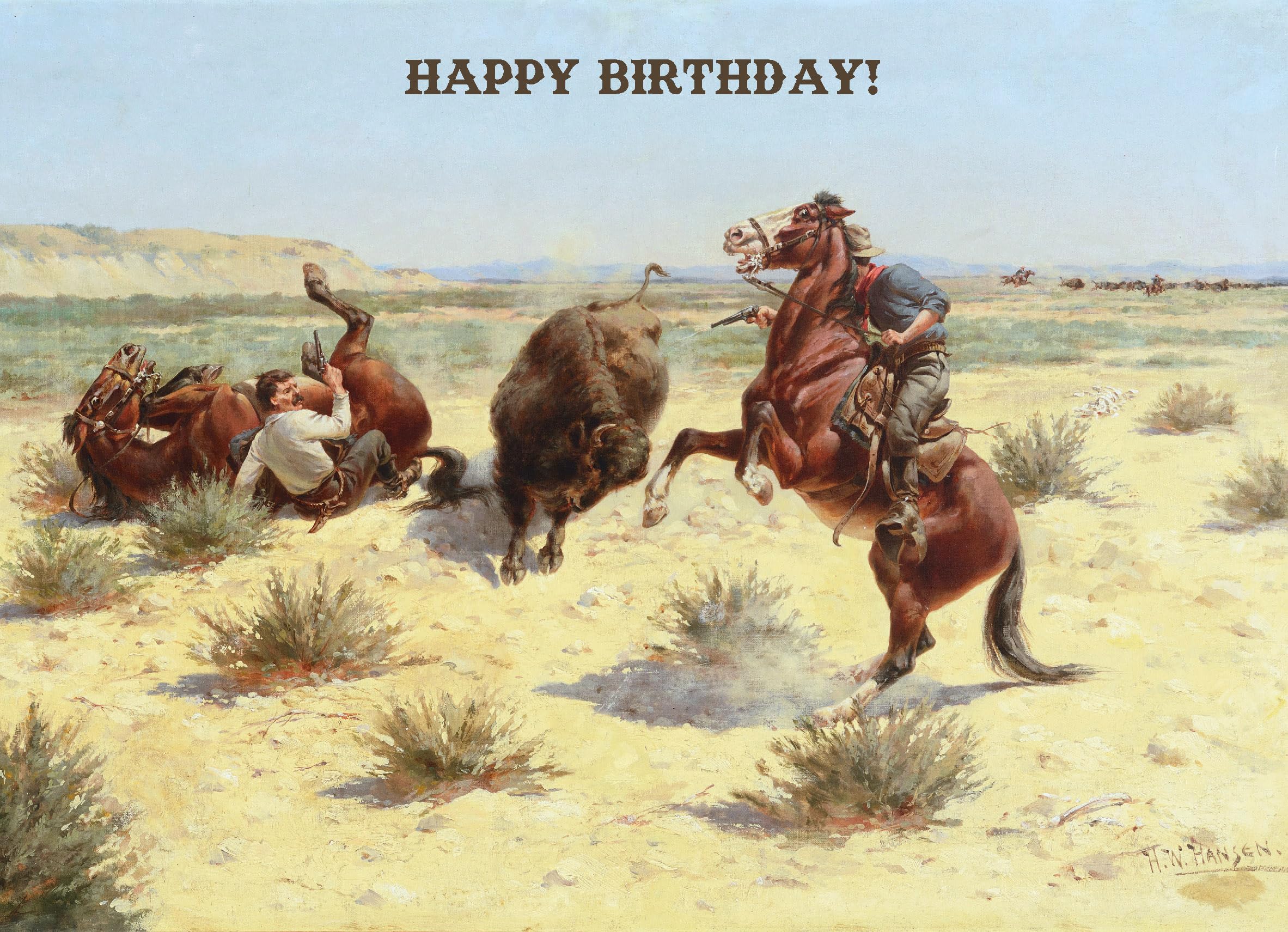 Amazon.com : PIXILUV HAPPY BIRTHDAY Greeting card ~ Two Cowboys Battle ...