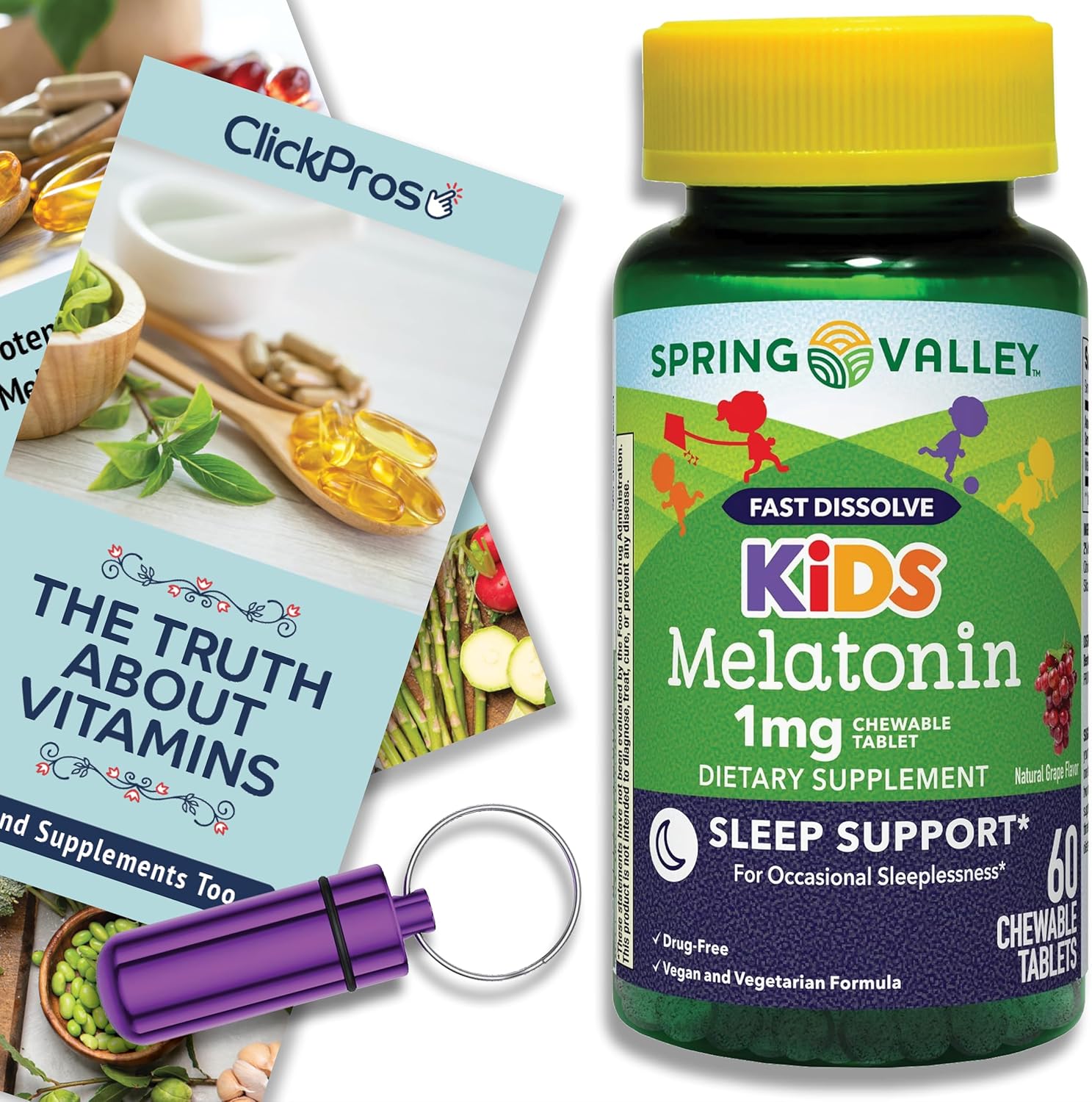 Amazon.com: Spring Valley Kids Melatonin Chewable Tablets 1mg 60 Count ...