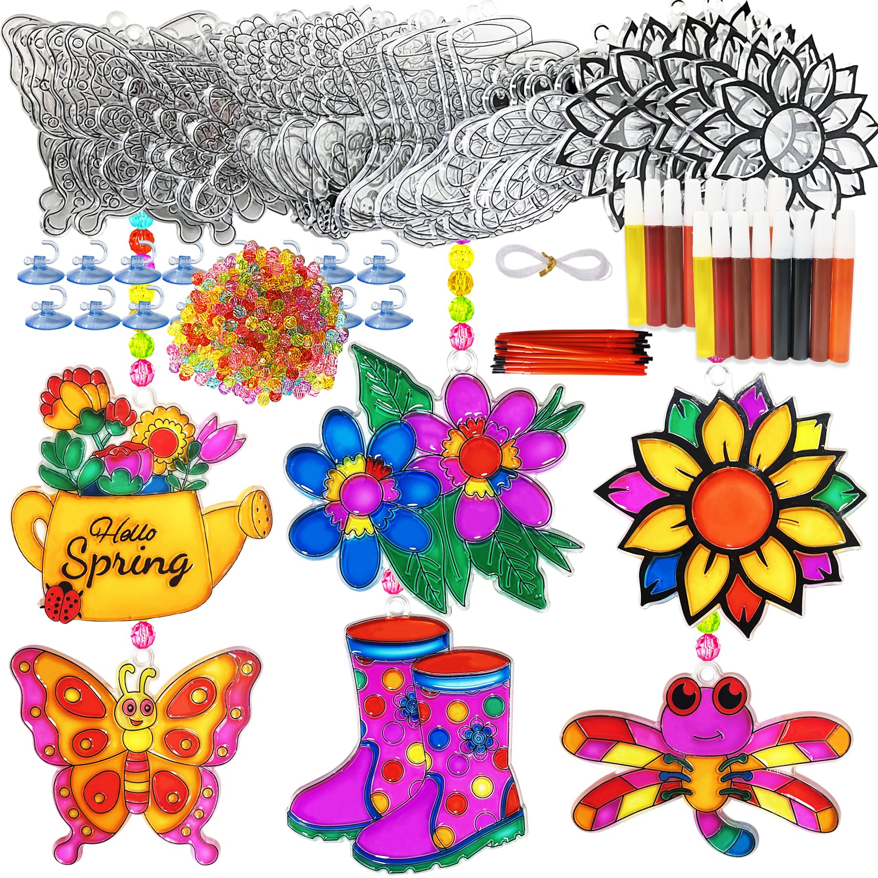 Amazon.com: Ayhuhra 30 Sets Spring Flower Suncatcher Craft Kit ...