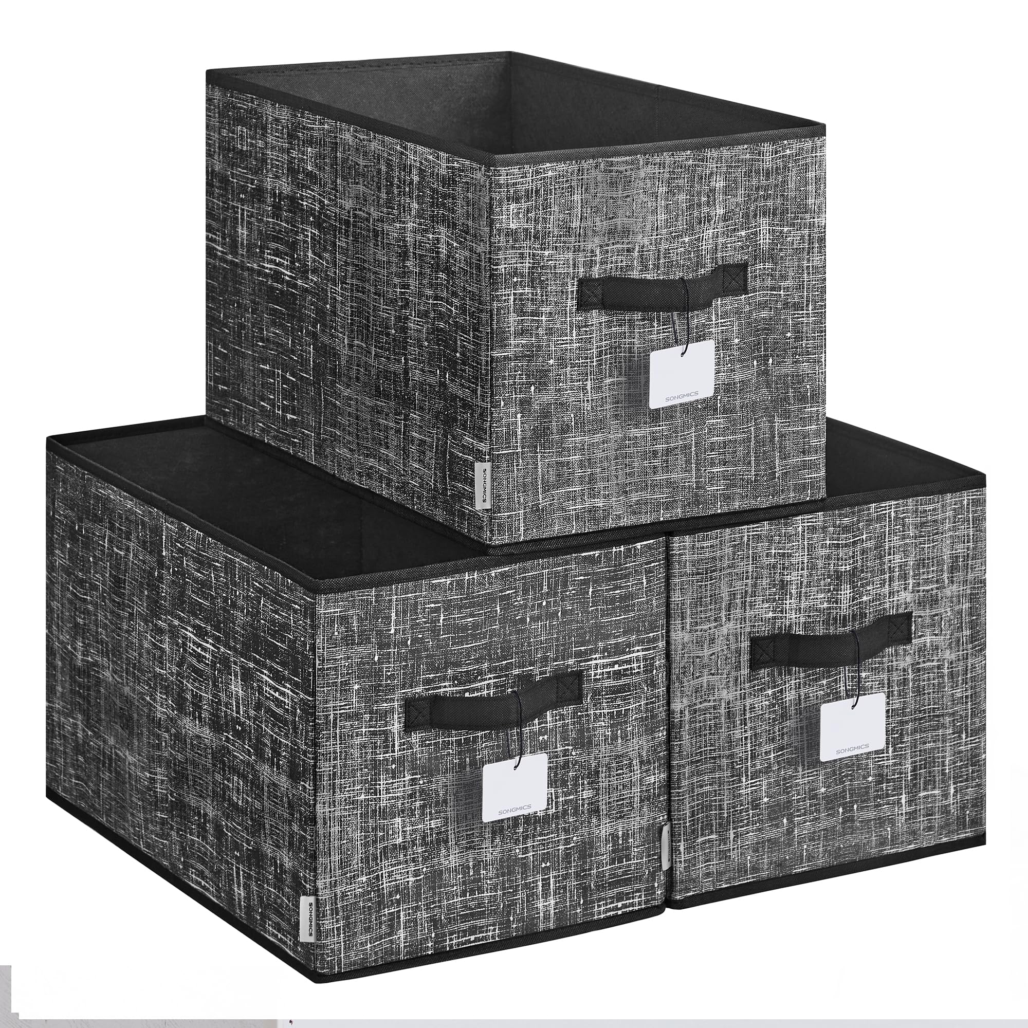 SONGMICS Set of 3 Folding Fabric Storage Boxes 50 x 30 x 30 cm for ...