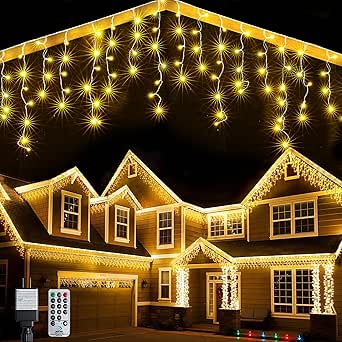 WBao Christmas Lights Outdoor, 432 LED 33FT Icicle Lights with 81 Drops ...