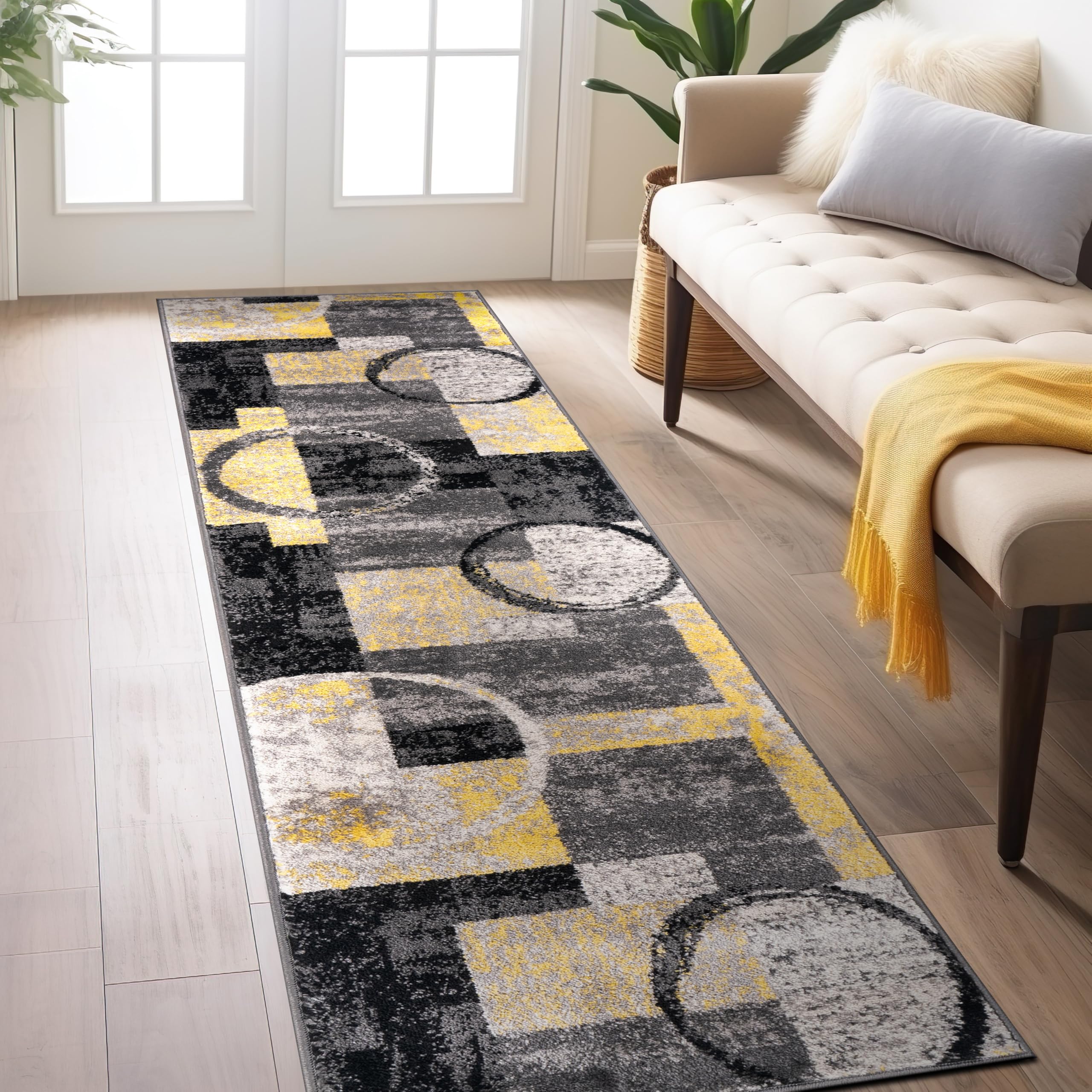 Amazon.com: Rugshop Contemporary Abstract Circle Design Soft Runner Rug ...