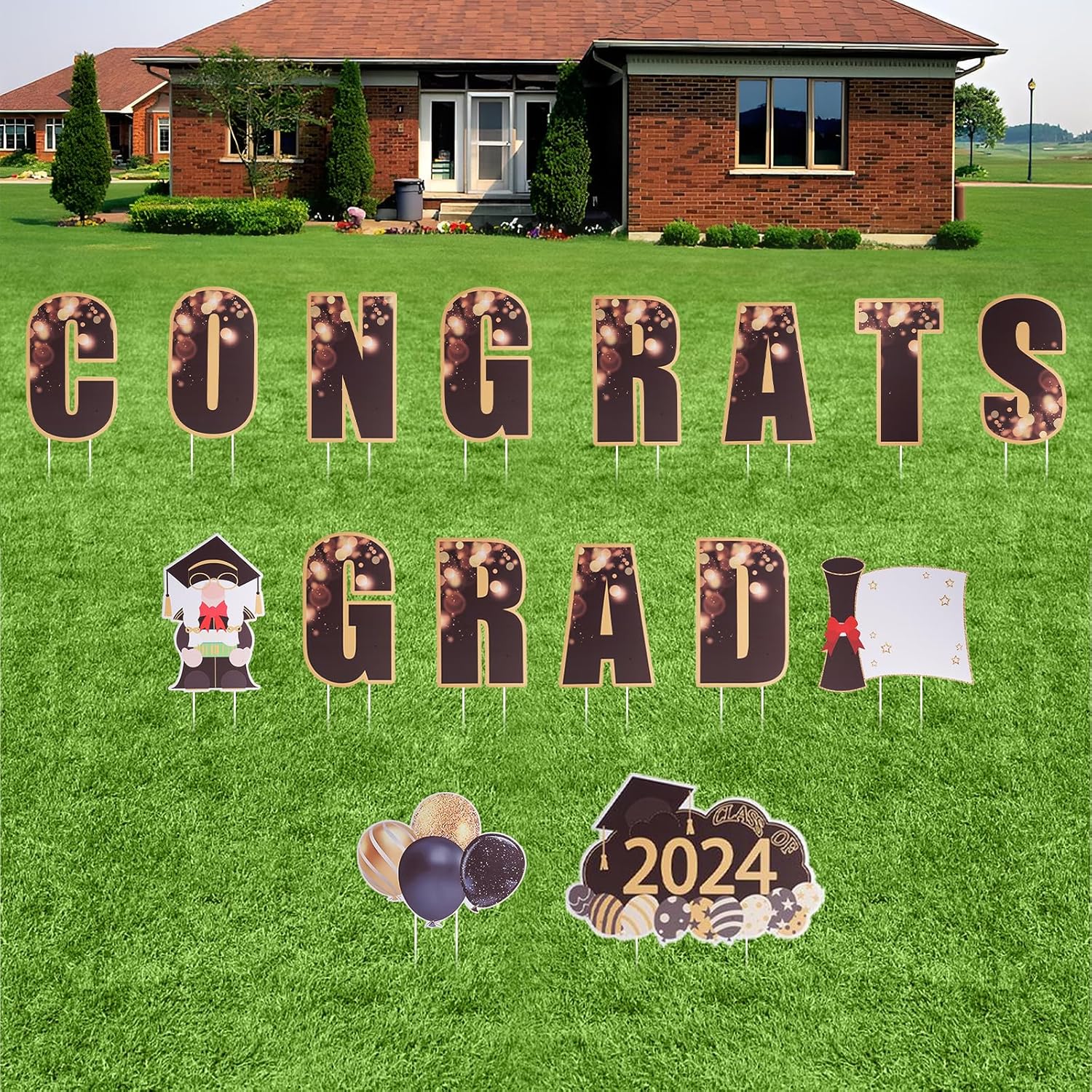 Amazon.com : 16 Pcs Graduation Yard Signs,Class of 2024 Grad Party Yard ...