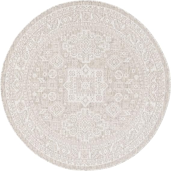 Amazon.com: Rugs.com Outdoor Aztec Collection Rug – 5 Ft Round Light ...