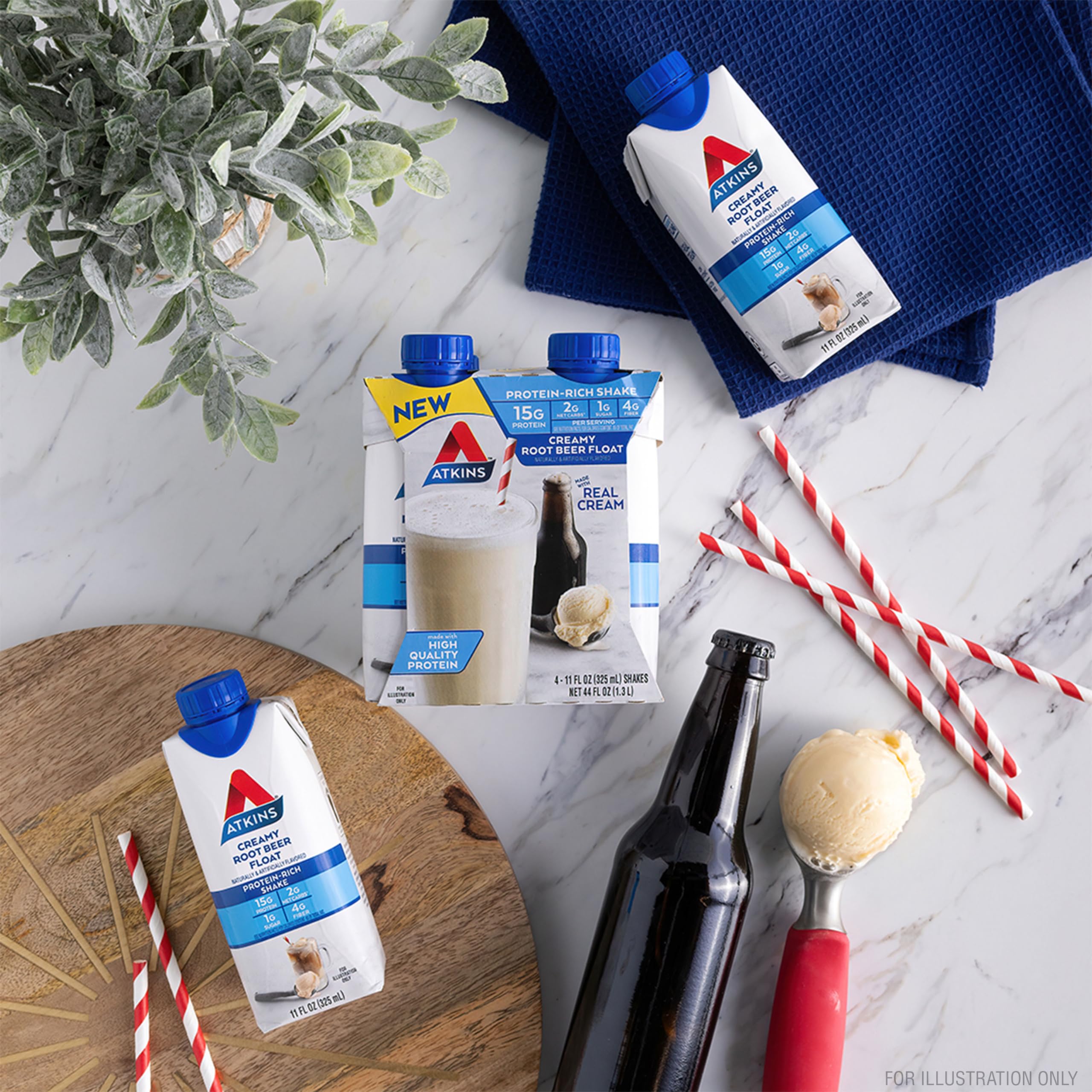 Snapklik.com : Atkins Protein Rich Shake, Creamy Root Beer Float, High ...