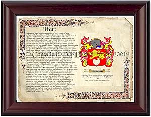 Hart Coat of Arms/ Family Crest on Fine Paper and Family History ...