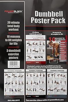 Amazon.com : POWERBLOCK Dumbbell Workout Poster Pack : Home Gym Workout ...