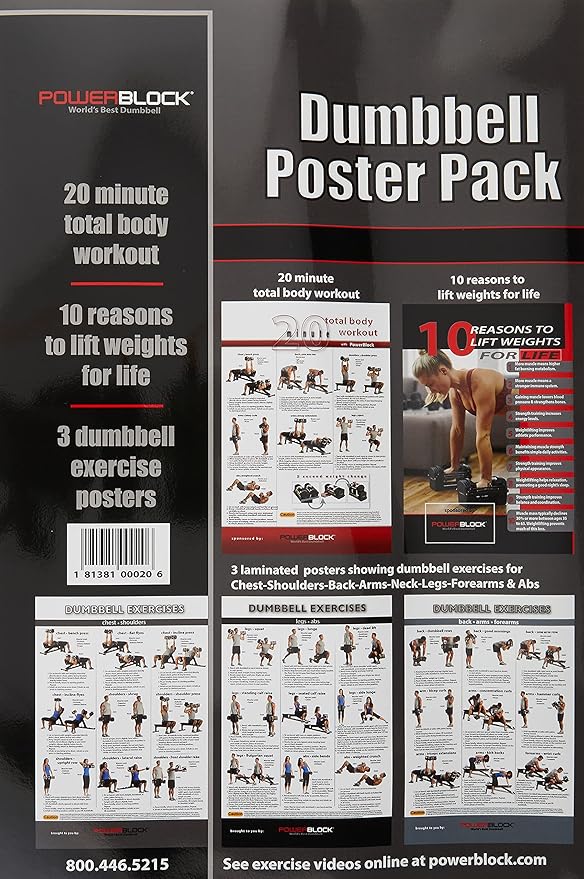 Amazon.com : POWERBLOCK Dumbbell Workout Poster Pack : Home Gym Workout ...