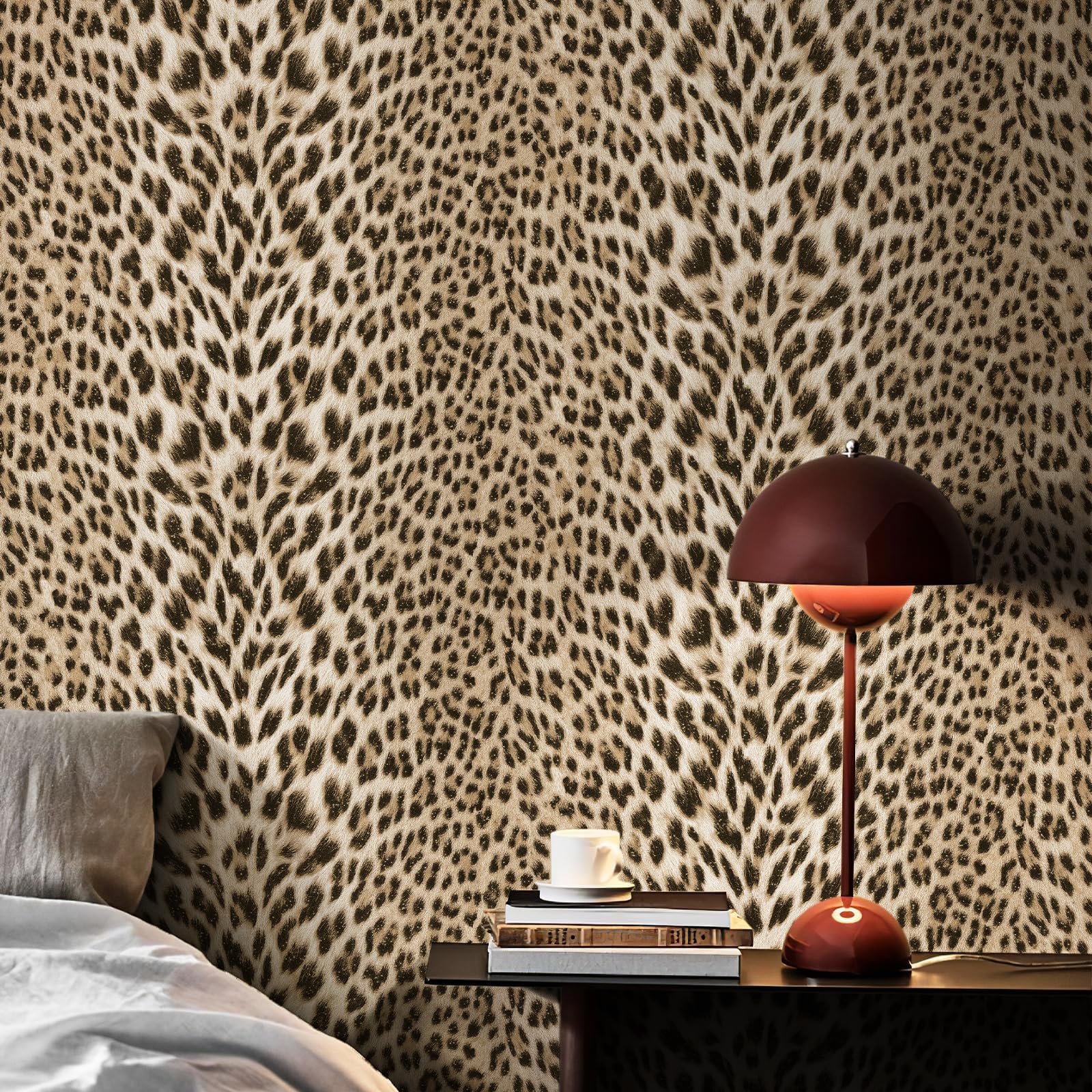 Simon&Siff Leopard Wallpaper Textured Wallpaper 17.3'' x 39.4ft Animal ...