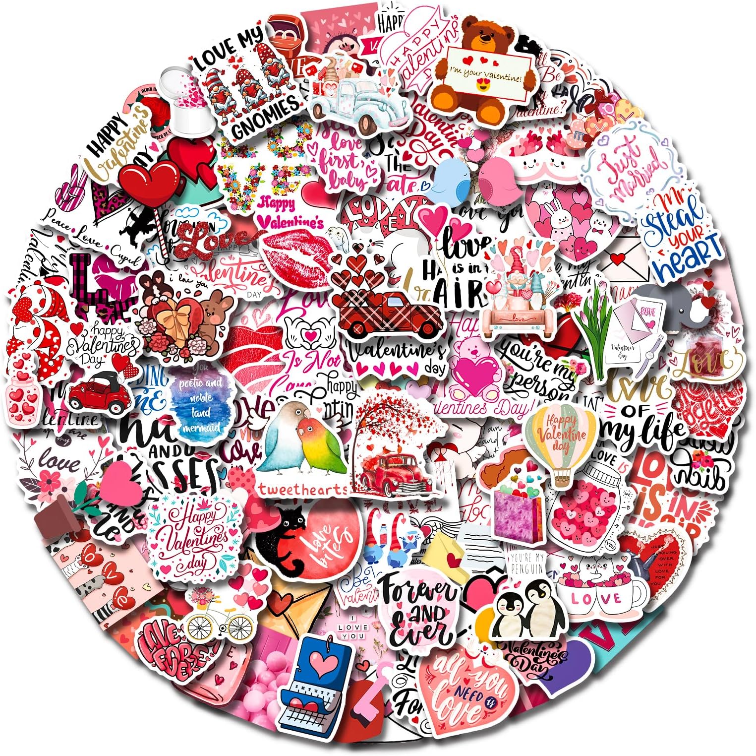 Amazon.com: 100 Pack Valentine's Day Stickers, Water Bottles Phone ...