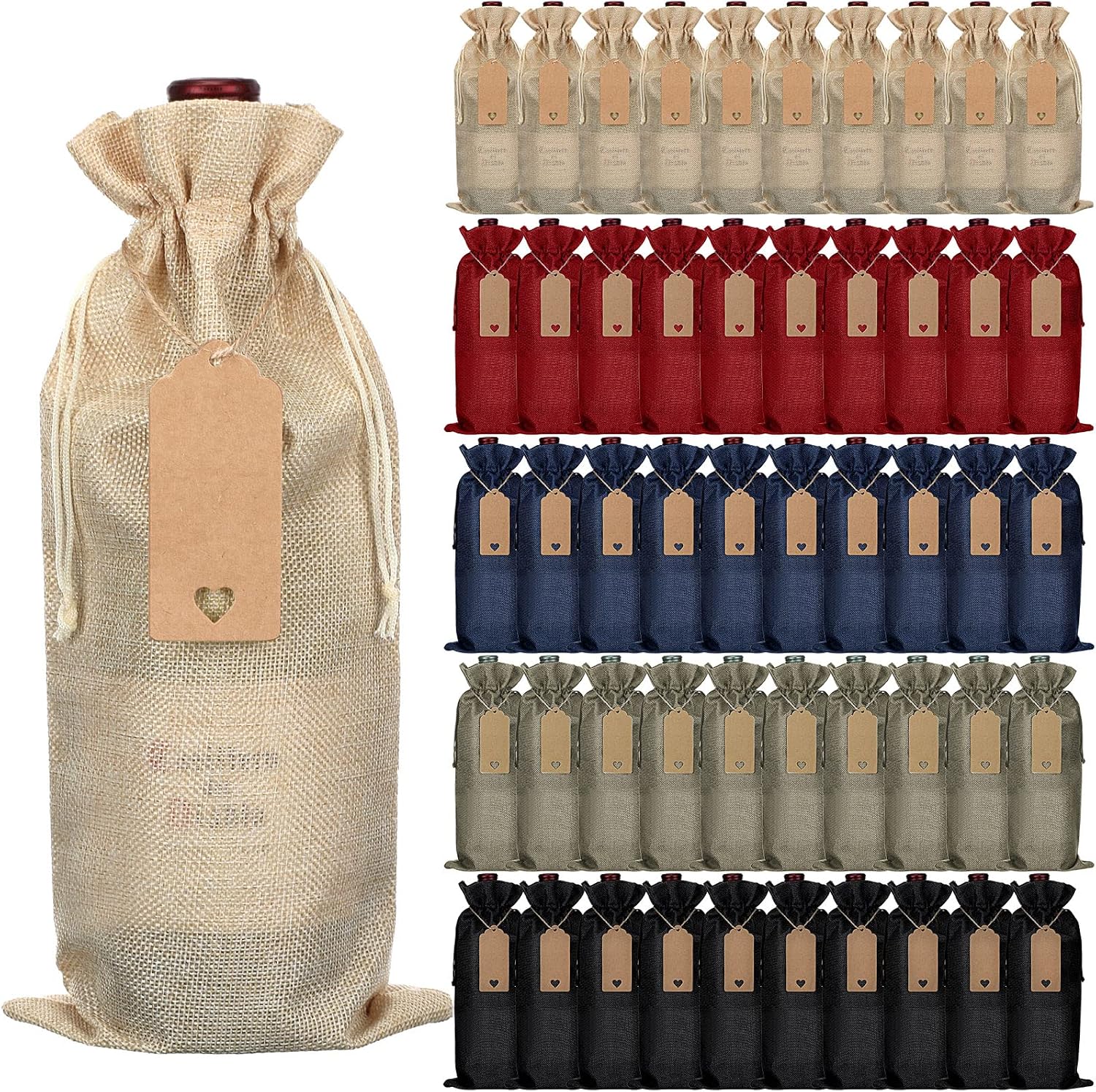Amazon.com: 50 Pcs Burlap Wine Bags Reusable Wine Gift Bags with ...