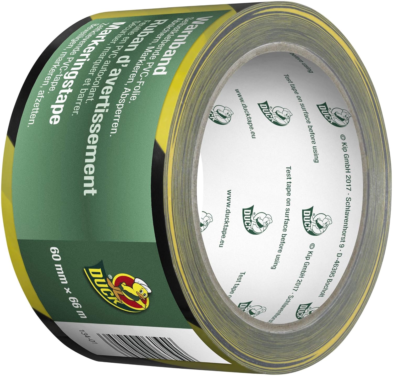 Duck Tape Yellow and Black Hazard Warning Tape 60mm x 66m – BigaMart