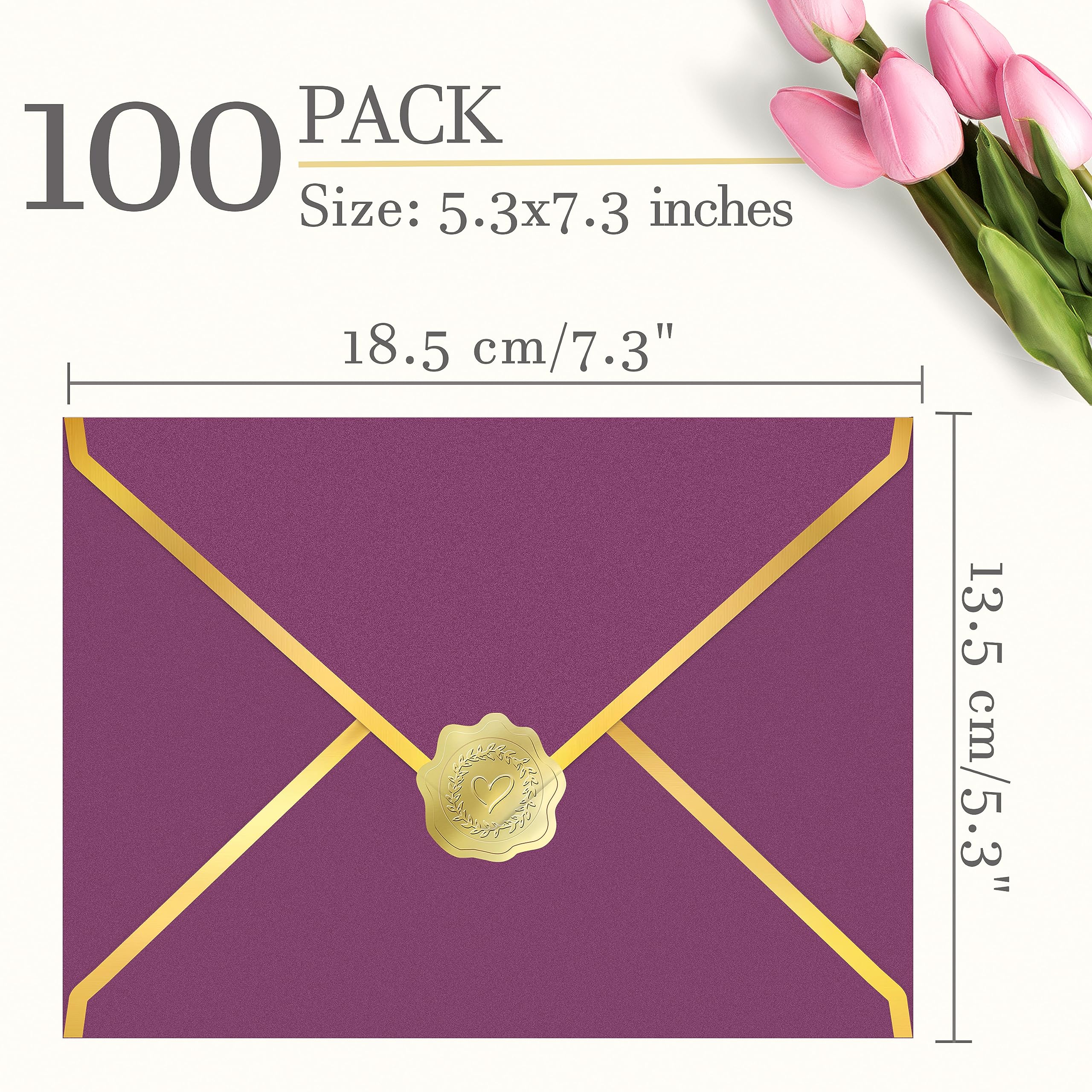Snapklik.com : 100 Pack 5x7 A7 Envelopes For Invitations,250g Thick ...
