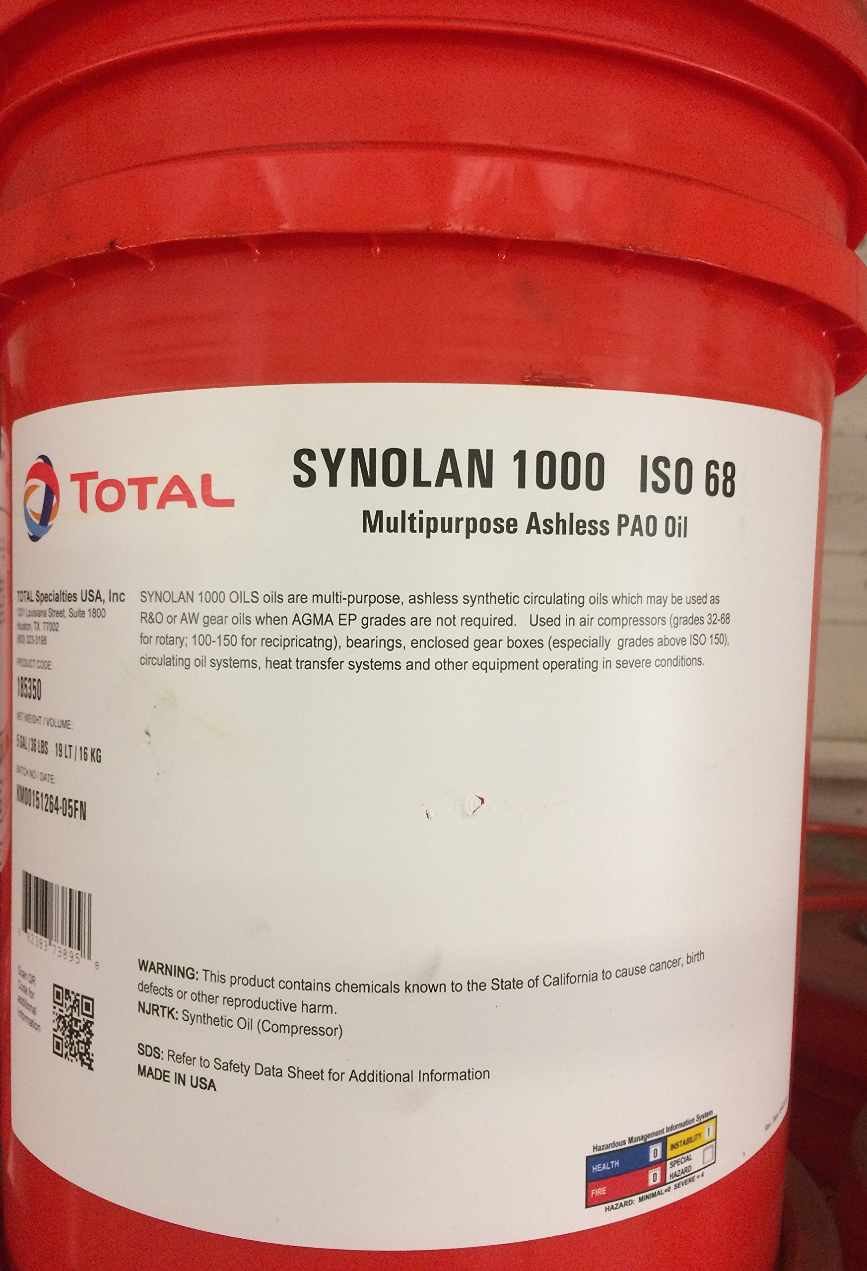 Amazon.com: Synolan 1000 ISO 68 (cubo de 5 galones) : Industrial y ...