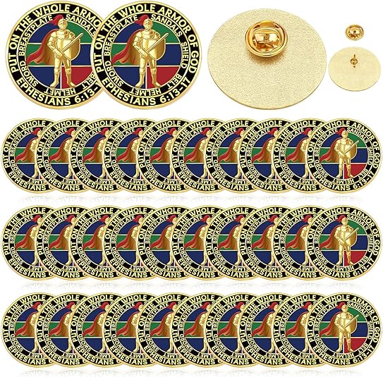 Amazon.com: Therwen 32 Pcs Christian Armor of God Lapel Pins Religious ...