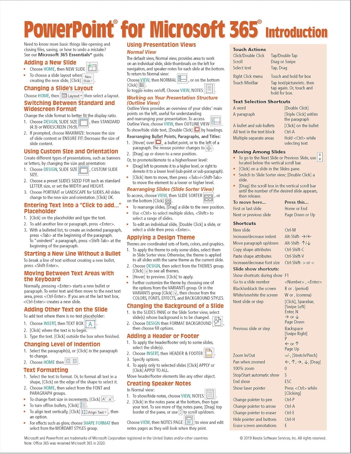 PowerPoint for Microsoft 365 (Office 365) Introduction Quick Reference Guide - Windows Version ...