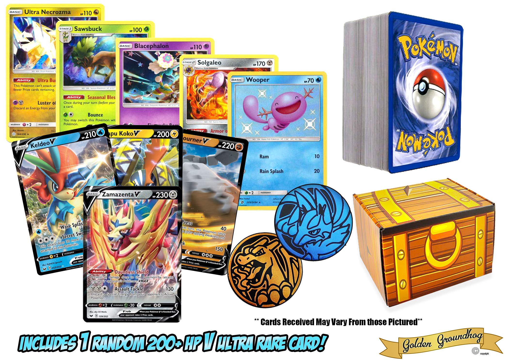 Buy 100 Assorted Pokemon Cards: V Ultra Rare w/ 200+ HP, 10 Reverse ...