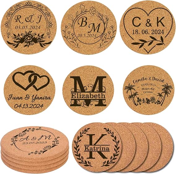Amazon.com: 5PC Personalized Custom Cork Coasters Drinks Drinking ...