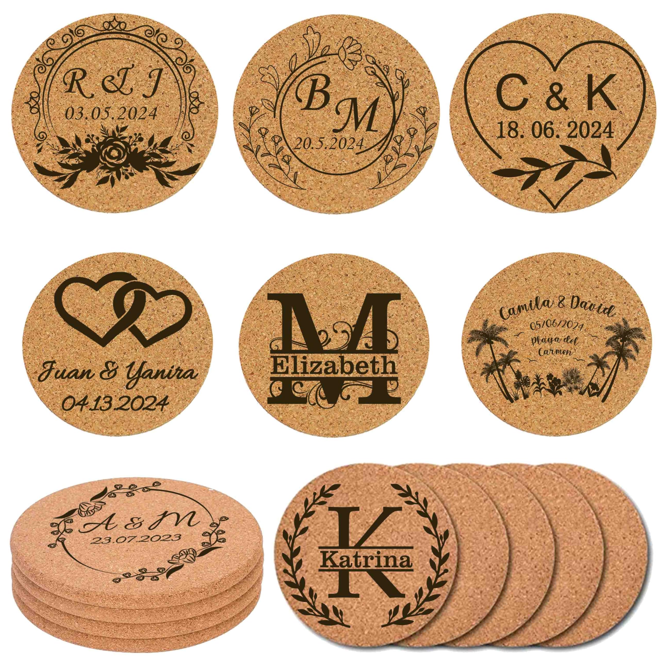 Amazon.com: 5PC Personalized Custom Cork Coasters Drinks Drinking ...