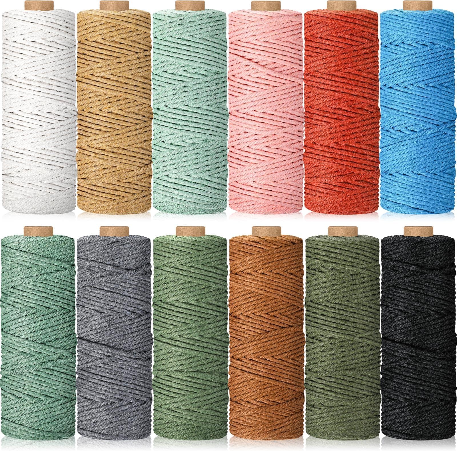 Amazon.com: Wesnoy 12 Rolls Macrame Cord, 2 mm x 1308 Yards Natural ...
