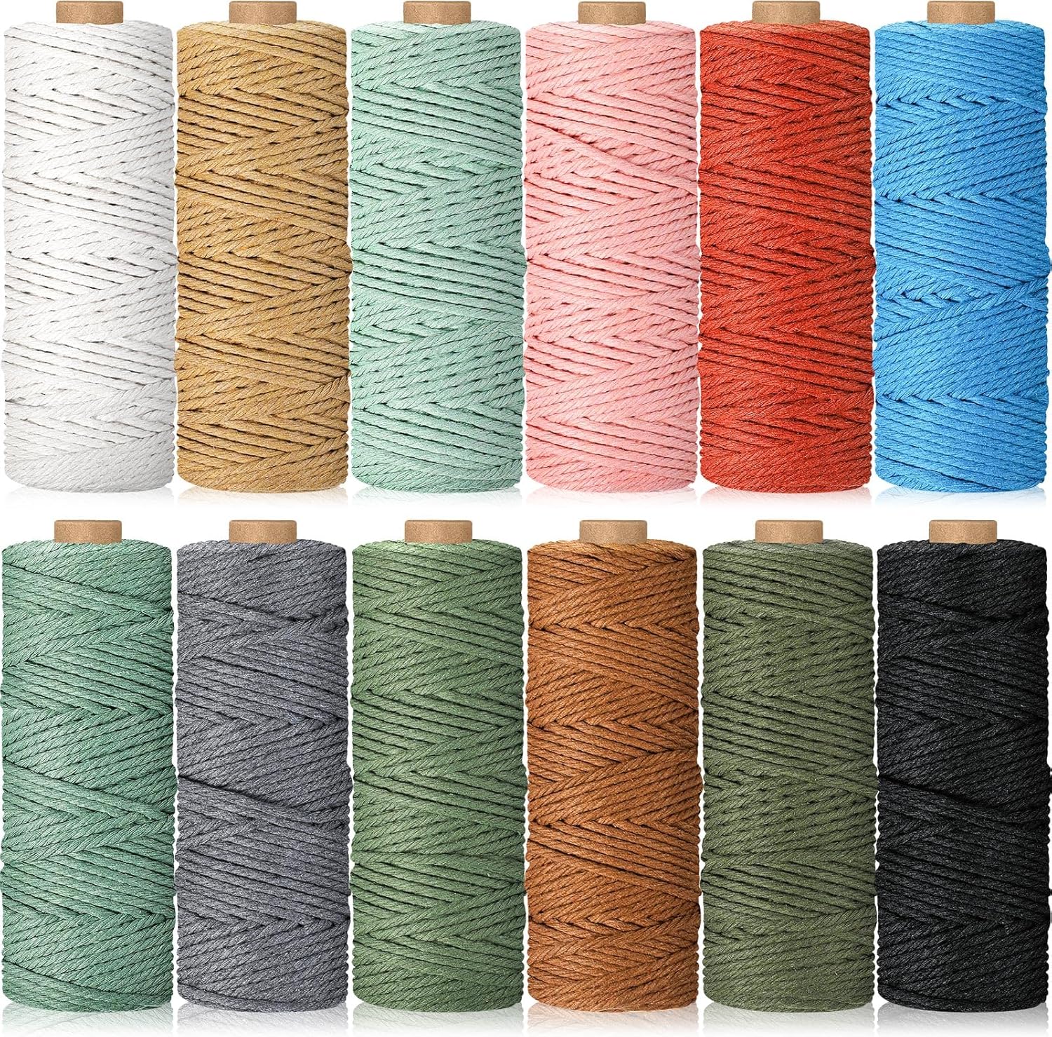Amazon.com: Wesnoy 12 Rolls Macrame Cord, 2 mm x 1308 Yards Natural ...